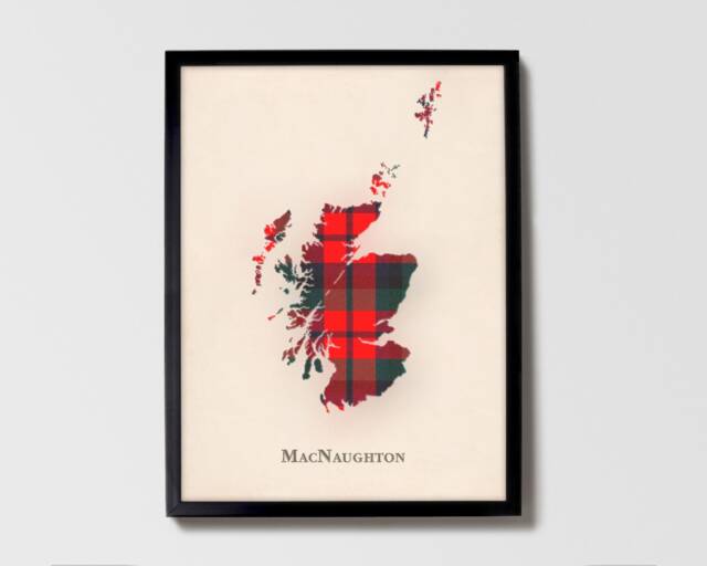 Clan Macnaughton Scottish Tartan Map - Of Scotland Family Wall Decor ...