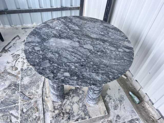 Tiger Skin Grey Marble Dining Table, Silver Custom Order Table by Etsy | ufurnish.com