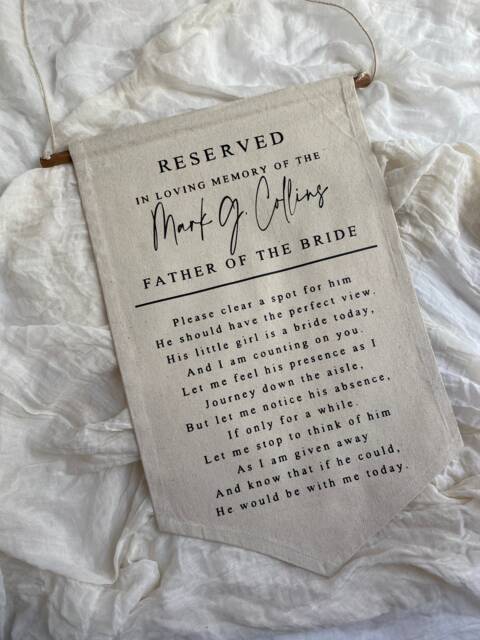 Large Banner Flag, Reserved Seat, in Loving Memory Personalised Wedding ...