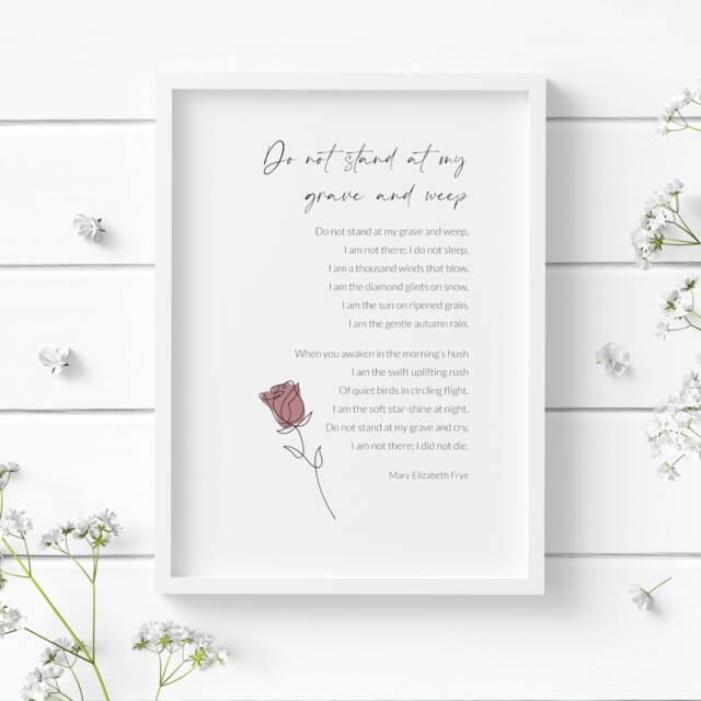 Sympathy Gift - Do Not Stand At My Grave & Weep Print Mary Elizabeth ...
