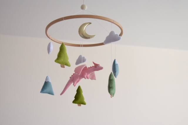Dragon Baby Mobile For Girls Room Baby Girl Pink Dragon Felt Nursery ...