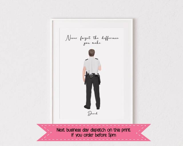Personalised Male Prison Officer Print, Gift, Hmp, Corrections Officer ...