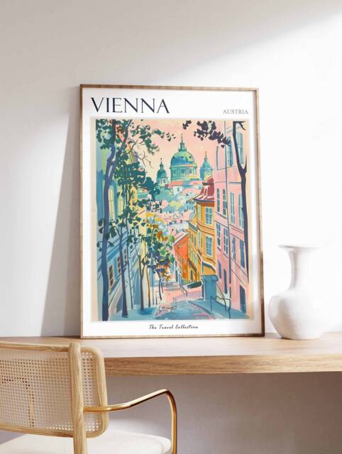Vienna Poster, Travel Print, Tropical Decor, City Wall Art, Austrian ...