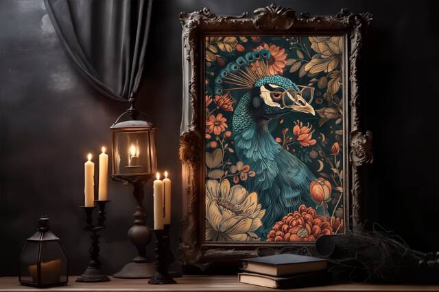 William Morris Peacock Painting Poster Gothic Dark Academia Print by ...