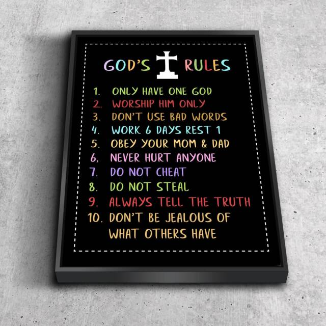 Kids Can Understand #2 10 Commandments Wall Art Canvas Framed Ten ...