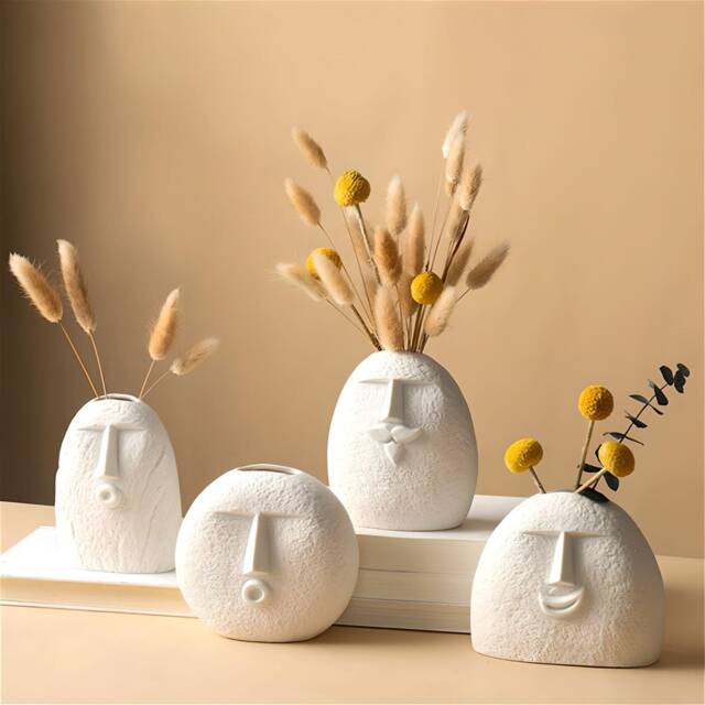 Human Face Abstract Indoor Plant Pots/White Vase Pot Planters Head ...