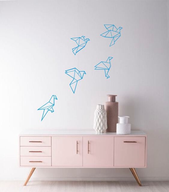 Flying Birds Wall Decals, Birds Wall Decal, Origami Stickers, Geometric ...