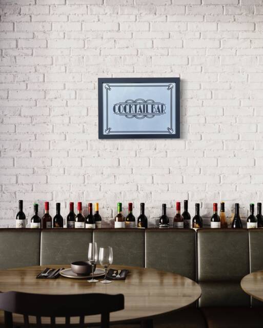 Cocktail Bar Mirror Art Decor, Drinks Menu Recipe, Hour Home Bar, Wall ...