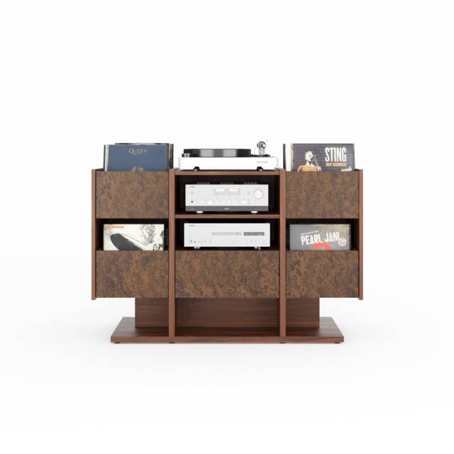 Large Walnut Record Player Stand With Vinyl Storage in Mid Century ...
