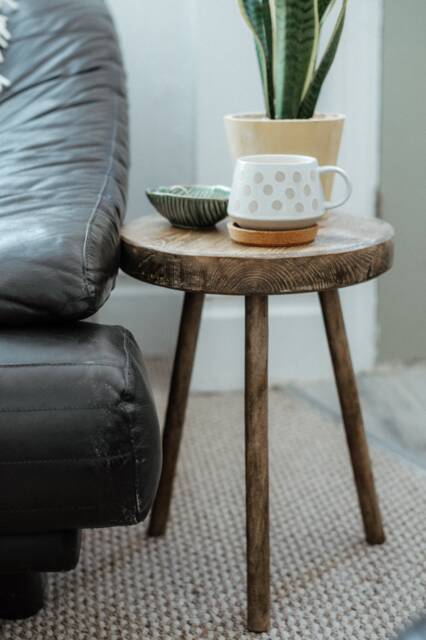 Round Rustic Wooden Sofa End Table by Etsy | ufurnish.com
