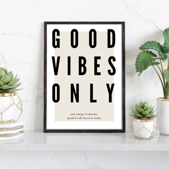 Good Vibes Only Print - Gift For Her Positive Beige Home Decor Prints ...