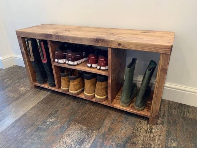 Bespoke Handmade Shoe Rack/Bench Boot Welly Storage Rustic Seat Hall ...