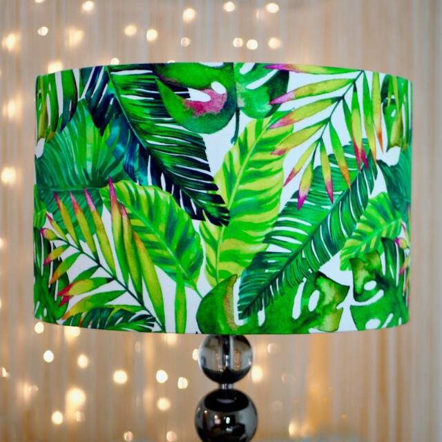 Tropical Leaves Lamp Shade 20cm 25cm 30cm 40cm Botanical Green Sage ...