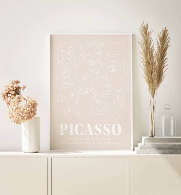 Picasso Beige, Neutral Print, A3, A4, Poster, Retro, Picasso, Wall Art ...