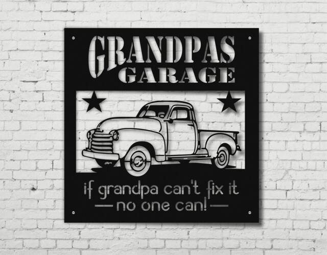 Garage Wall Decor , Grandpas Gift Custom Sign For Men Grandpa Metal Art ...