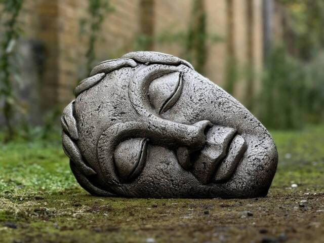 Unique Abstract Face Sculpture Handmade Garden Art Stone Head Statue ...