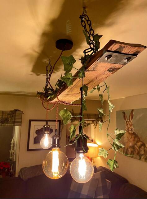 Rustic Ceiling Light Handmade From Scottish Oak Whiskey/Wine Barrels 3 ...