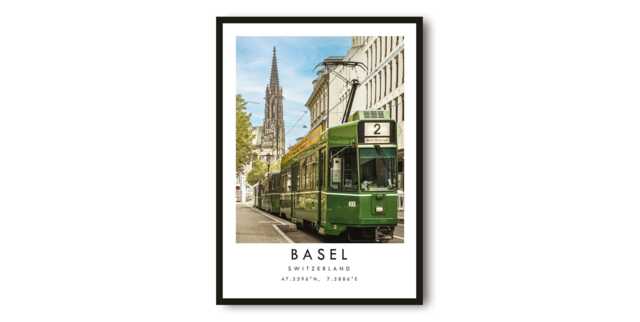 Basel Switzerland Print Green Tram, Minimalist Travel Poster by Etsy ...