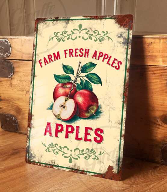 Fruit Metal Kitchen Sign Home Wall Decor Door Signage, Vintage Apples ...