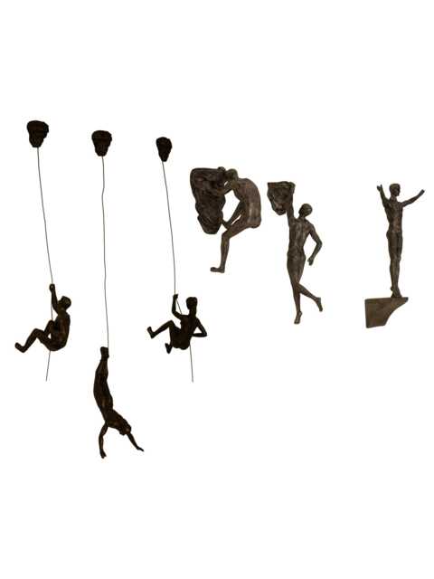 Bronze Colour Figurines - Set Of 6 3 Rock Climbers & Wall Climbing Men ...
