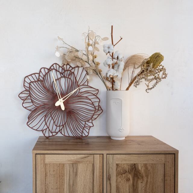 Azalea Wall Clock, Flower Clock Unique, Boho Bohemian Wood Modern ...