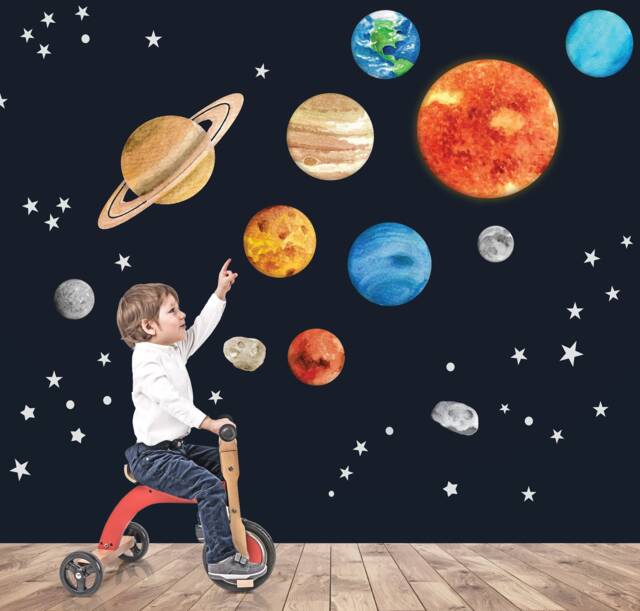 Space Wall Decals Solar System Wall Stickers. Room Decor Fabric ...