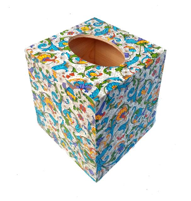 Beautiful Decoupage Wood Tissue Box Cover With Bottom Golden Accents ...
