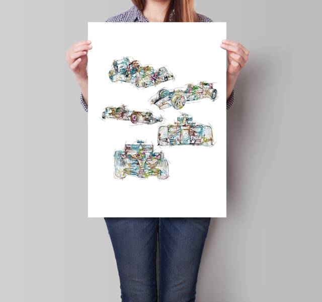 F1 Gift Print, For Fan, Formula One Cars, Racing Car Sketches , Sketch ...