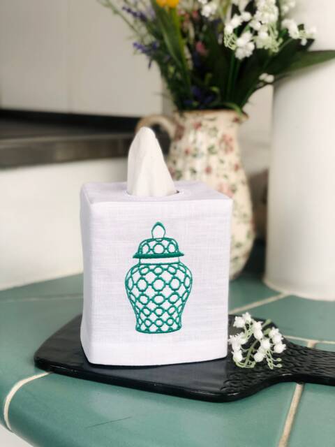 Linen Tissue Box Cover, Monogrammed Case, Minimalist Housewarming Gift ...