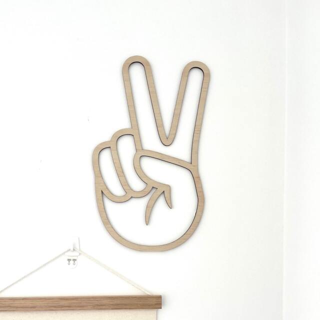 Wooden Peace Sign Hand - Kids Play Room Decor Nursey Wall Playroom Art ...
