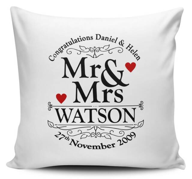 Personalised Congratulations Mr & Mrs. Commemorative Cushion Cover by ...