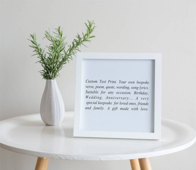 Personalised Framed Text Quote Verse Poem Custom Frametext - Wall Art ...