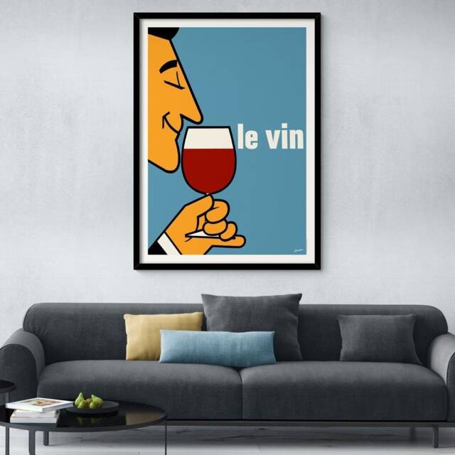 Le Vin 1960S Retro Wall Print - Advertising Wine France French Alcohol ...