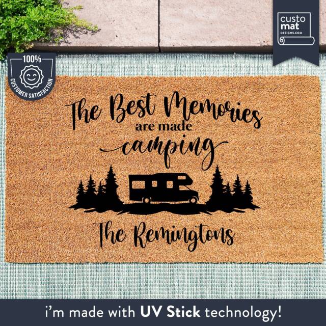 Custom Camping Doormat - Pesonalized Campsite Door Mat Coir Welcome ...