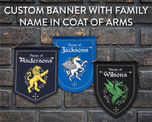 Medieval Style Personalized Family Banner Wall Hanging With Mythical ...