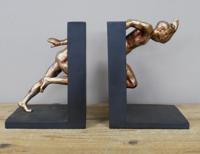 Golden Running Man Bookends - Book Weights Art Deco Organisation ...