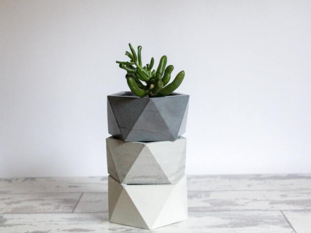 Set Of 3 Geometric Succulent & Herb Planters-Unique Indoor Planters by ...