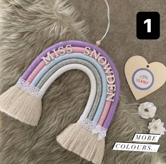 Macrame Rainbow Wall Hanging/Personalised/New Baby Gift/Nursery D??cor ...