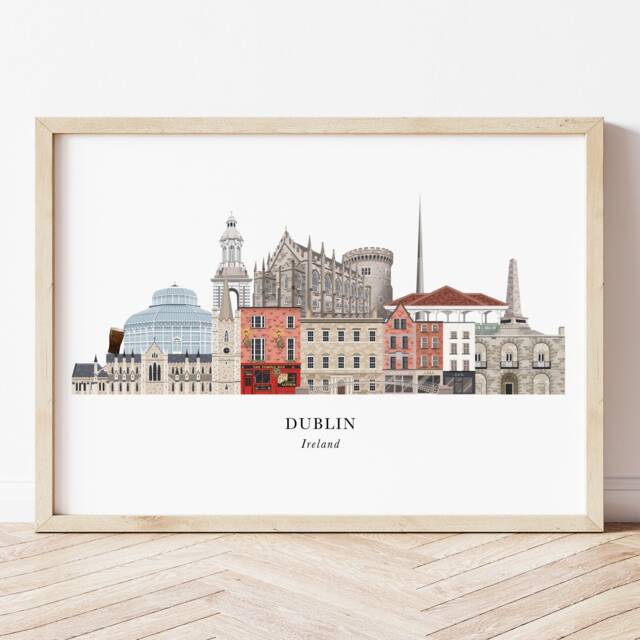 Dublin Skyline Print, Cityscape, Wall Art, Illustration, Travel Poster ...