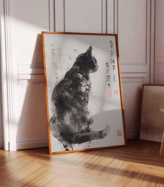 Vintage Japanese Cat Poster, Print, Gift, Gift For Lovers, Animal Art ...