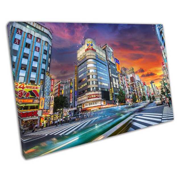 Tokyo Urban Streetscape Canvas Vibrant Advertising Signs Wall Art For ...