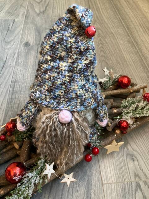 Crochet Scandinavian Gnome/Gonk/Tomte in Blue & Grey With Little Bell ...