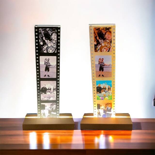Personalised Film Reel With Light Up Wooden Stand. Your Photos ...