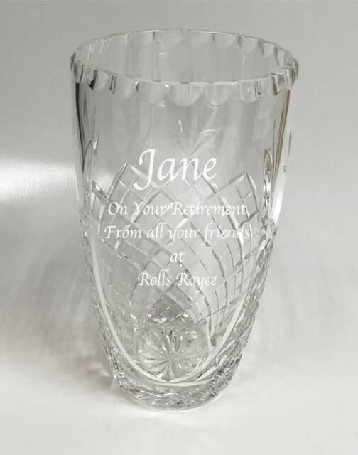 Personalised Engraved 19cm Lead Crystal Glass Vase - Any Message ...
