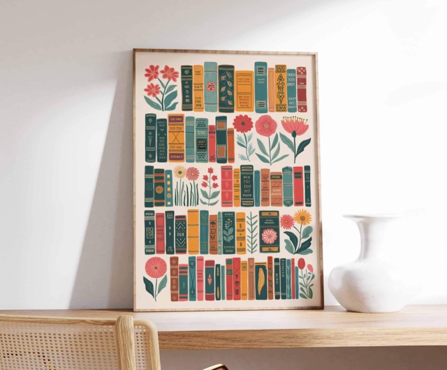 Vintage Library Poster, Book Art, Reading Lovers Gift, Antique Wall ...