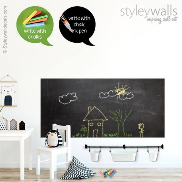 Chalk Board Wall Decal, Chalkboard Decal For Kids, Sticker, Blackboard ...