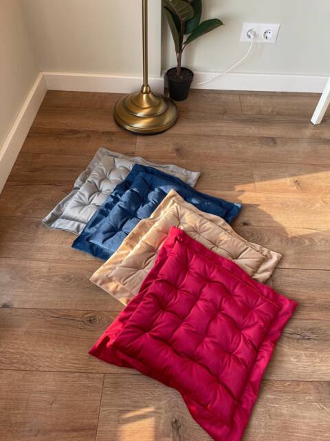 Velvet Chair Cushion For Square Dining Chairs Multicolored Soft Goods ...