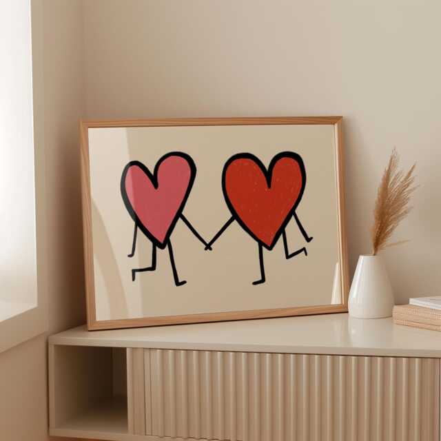 Hearts Holding Hands Unframed Print - Heart Poster Two Prints Love ...