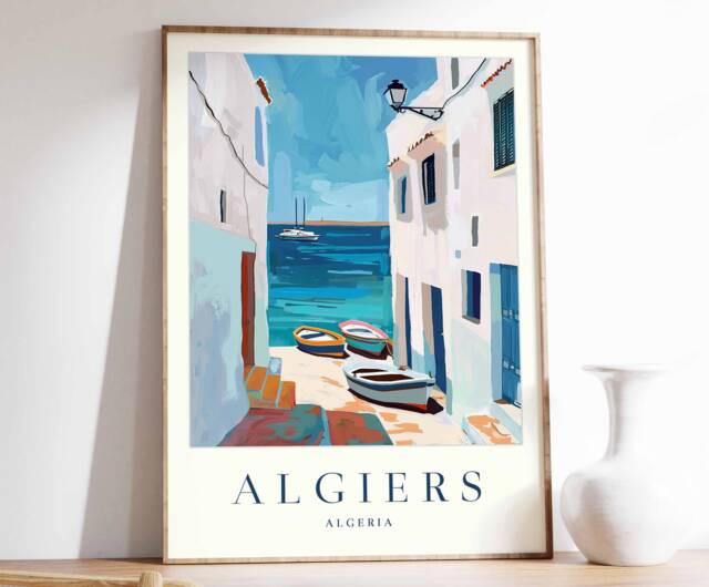Algiers Poster, Travel Print, Islamic Wall Art, Decor, Tropical City Algeria Gift, Poster by ...