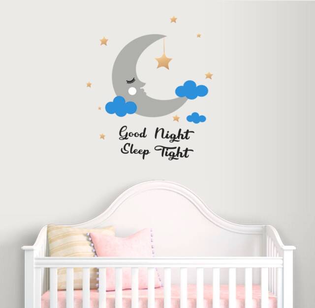 Moon Wall Decal, & Stars Stickers For Kids Room Decor, Good Night ...